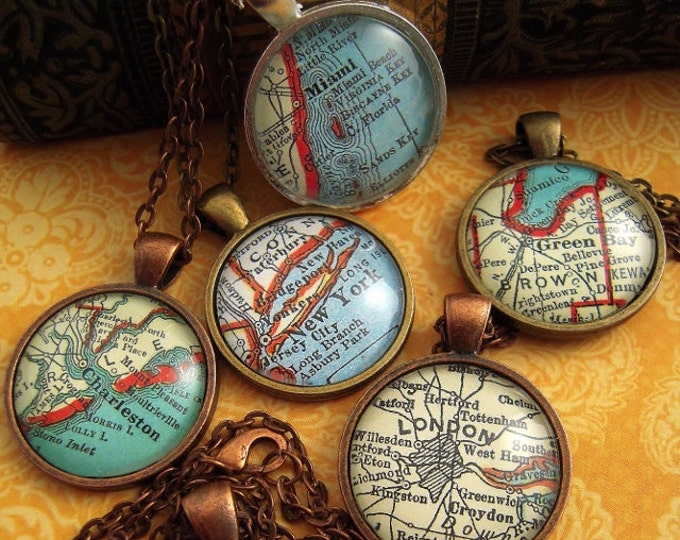 Custom Map Jewelry You Choose Worldwide City Location Map Pendant ...