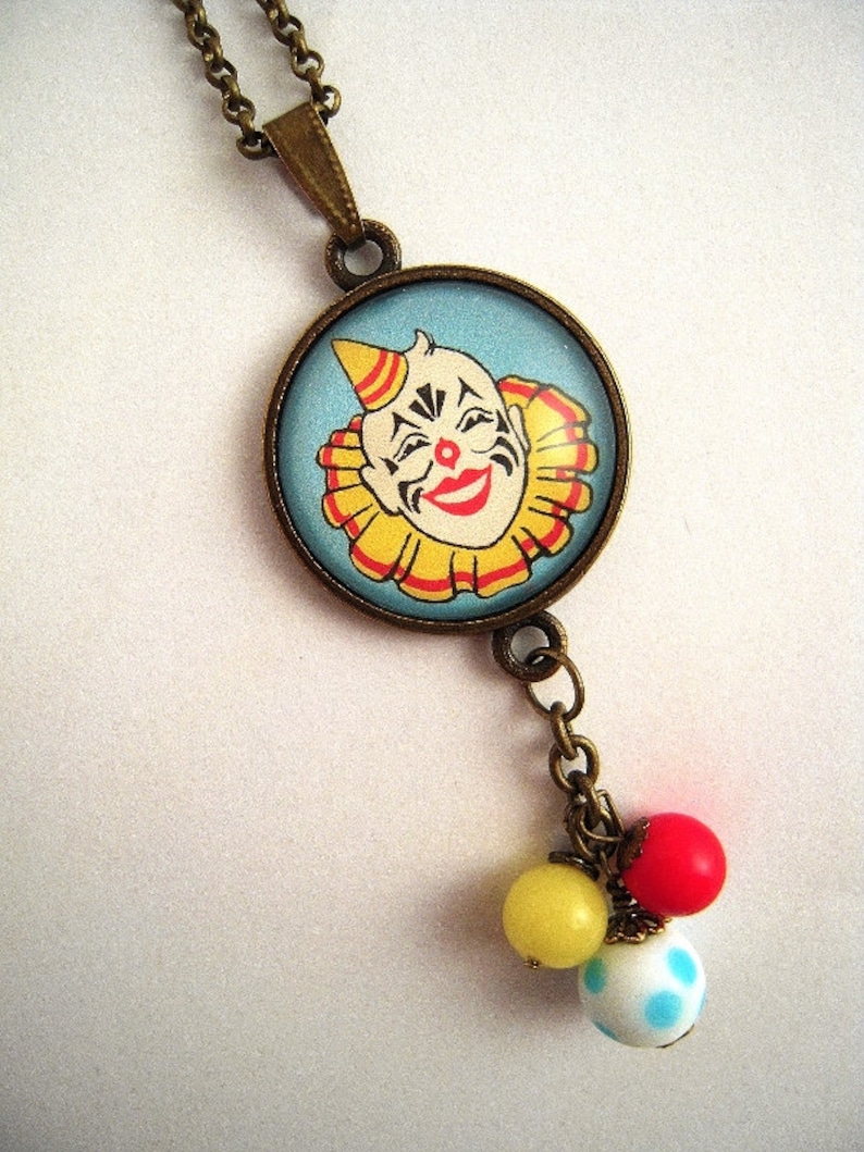 Vintage Clown Pendant Necklace Jewelry Glass Beads Tassel | Etsy