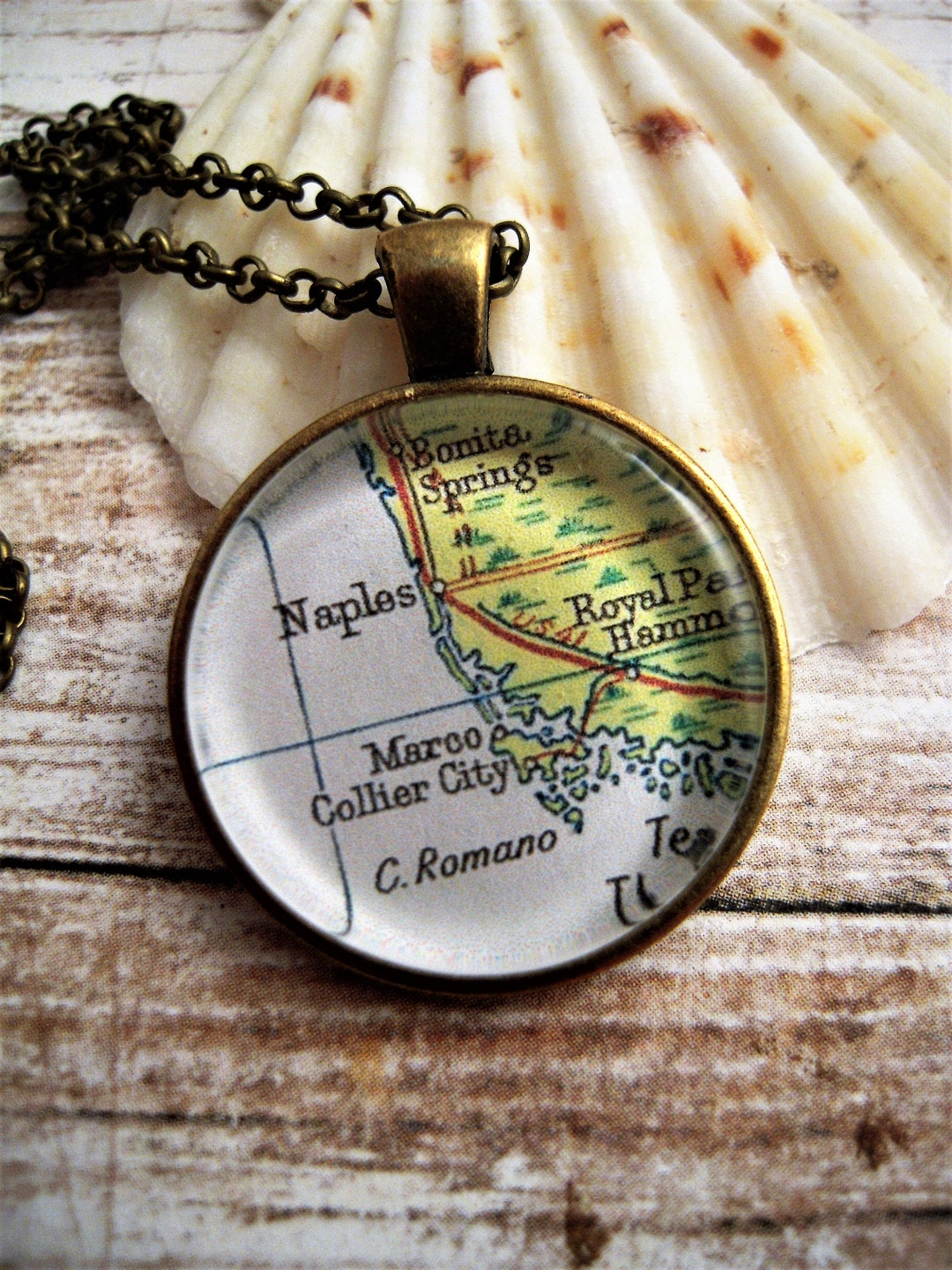 Naples Florida Map Pendant Necklace, Custom City Jewelry - Etsy