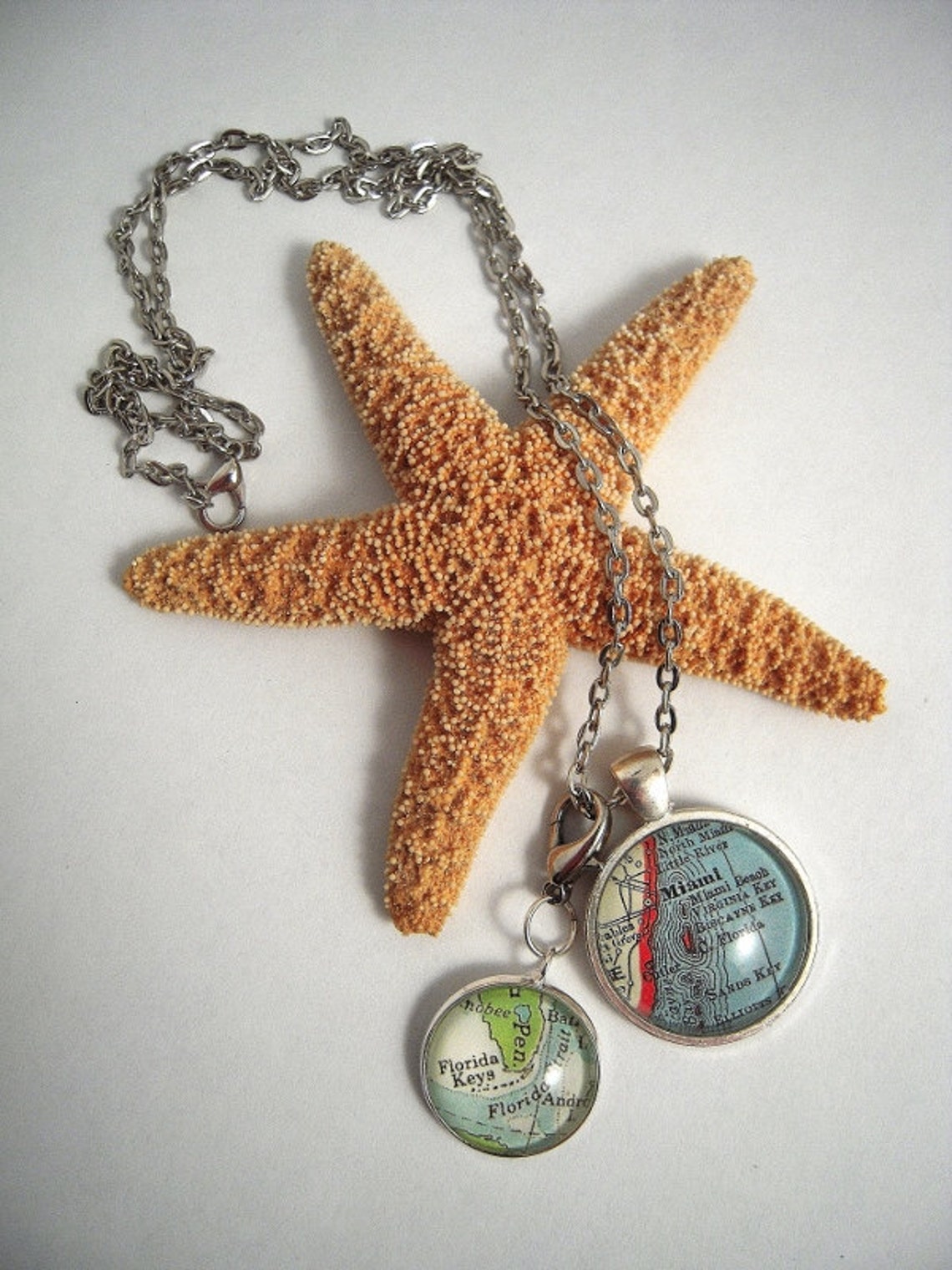 Custom Map Jewelry Miami Florida Keys Vintage Map Pendant - Etsy
