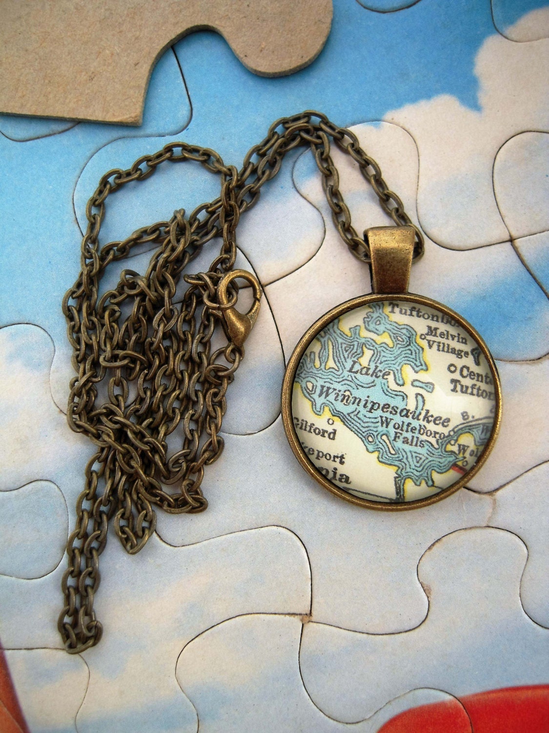 Custom Map Jewelry Lake Winnepesaukee New Hampshire Vintage | Etsy