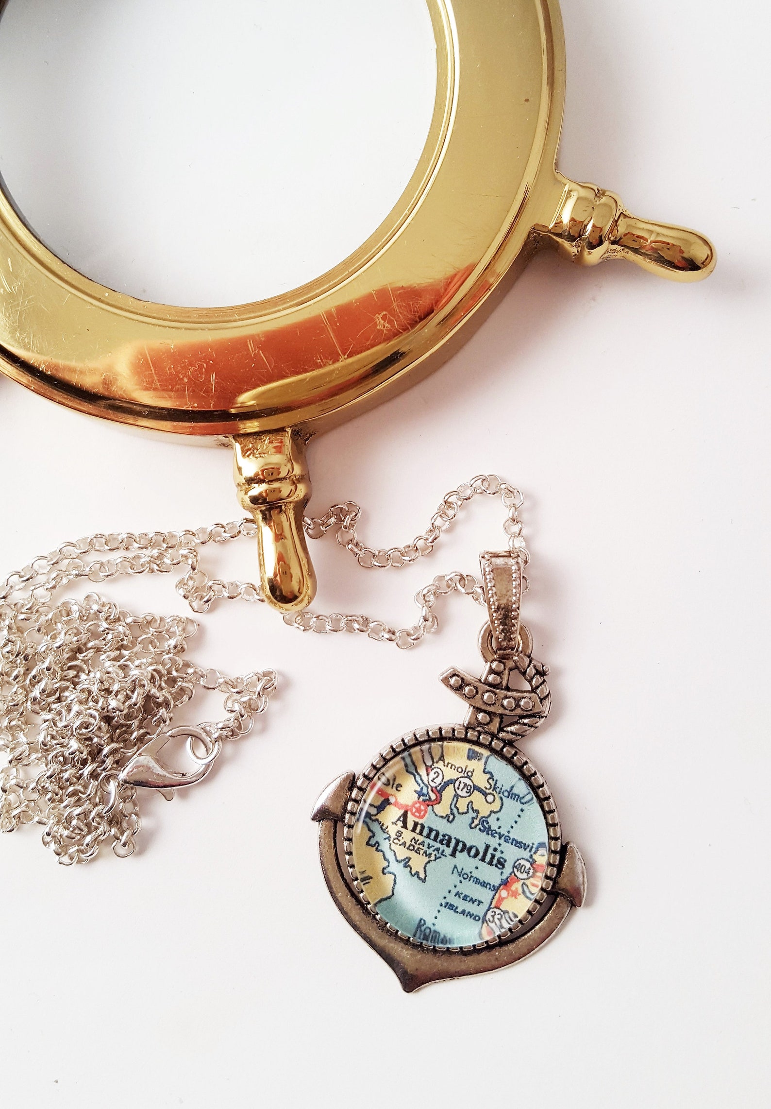 Custom Map Jewelry You Pick the Location Annapolis Maryland | Etsy