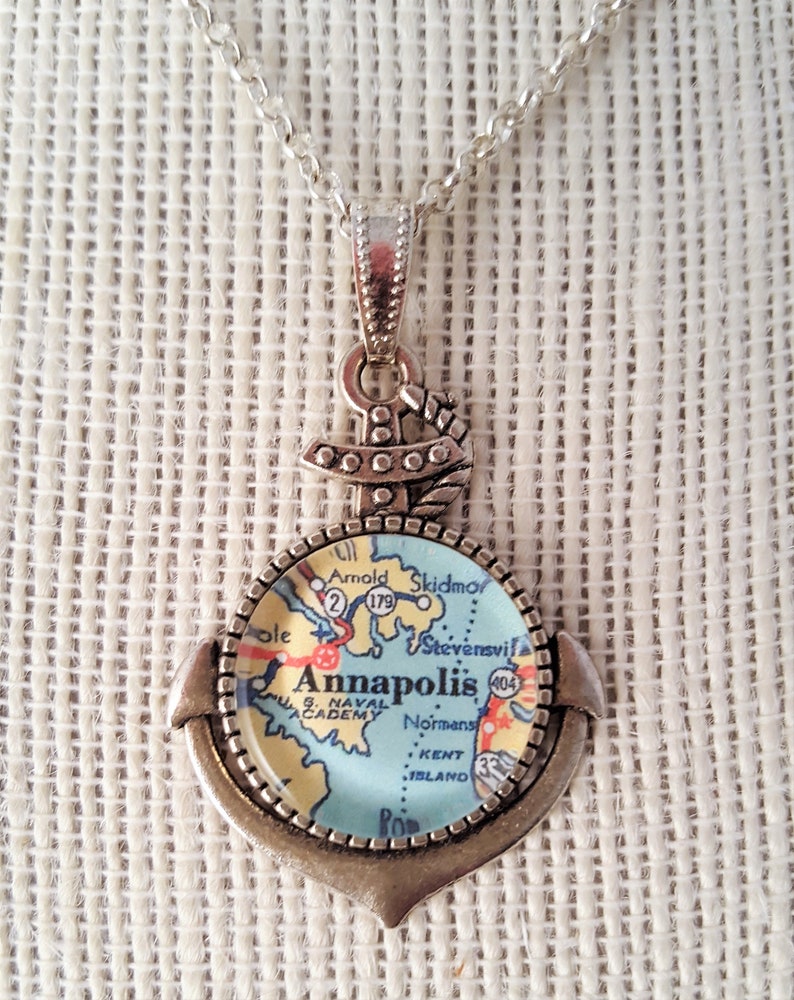 Custom Map Jewelry You Pick the Location Annapolis Maryland | Etsy