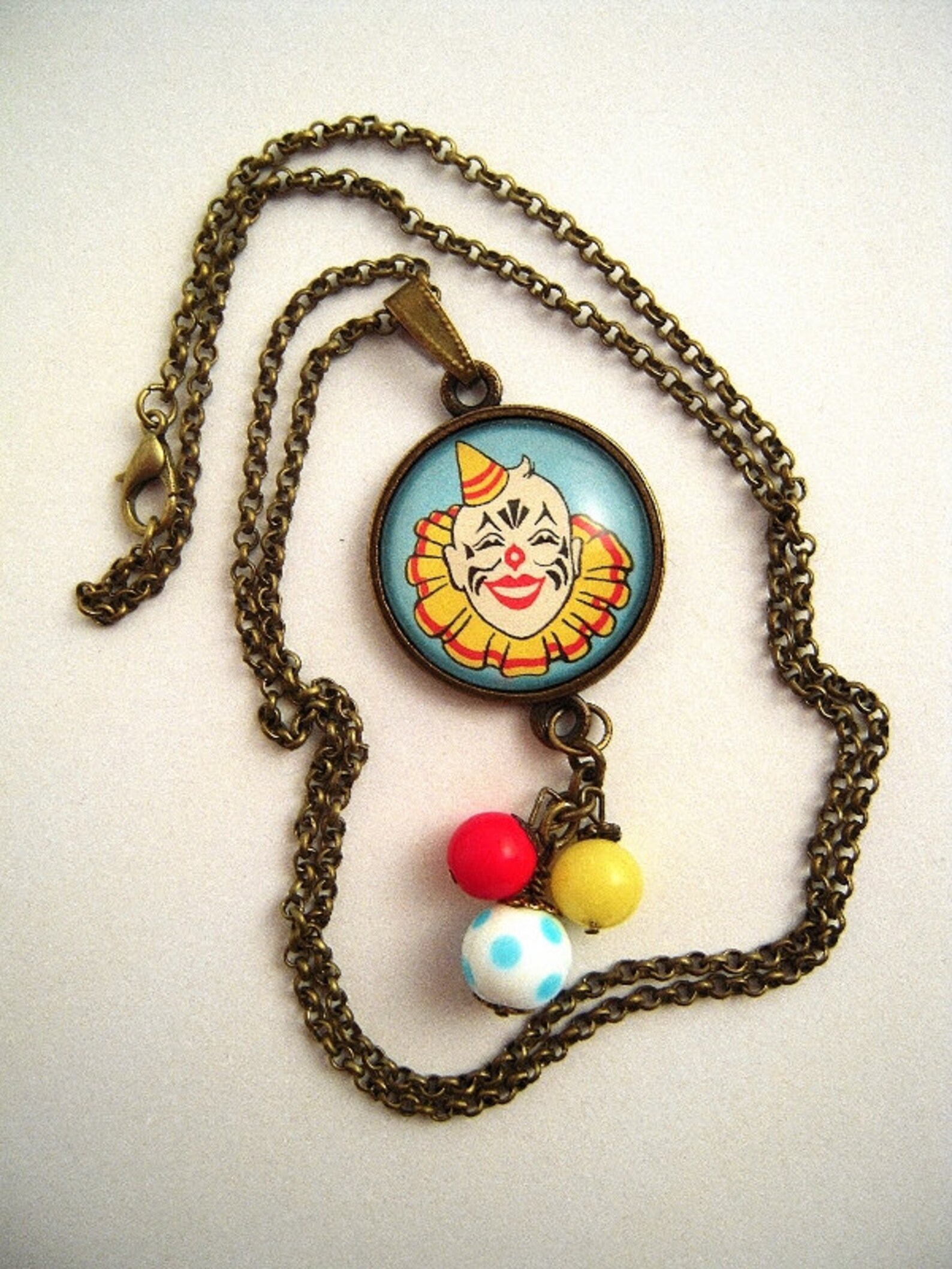 Vintage Clown Pendant Necklace Jewelry Glass Beads Tassel - Etsy