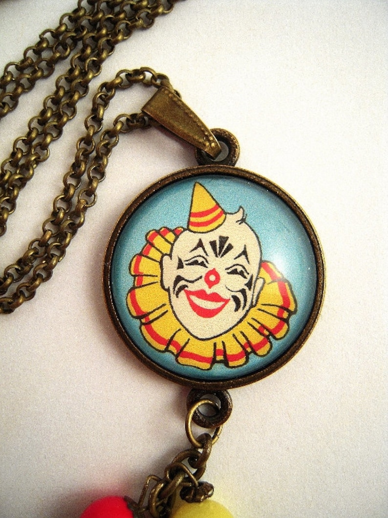 Vintage Clown Pendant Necklace Jewelry Glass Beads Tassel | Etsy