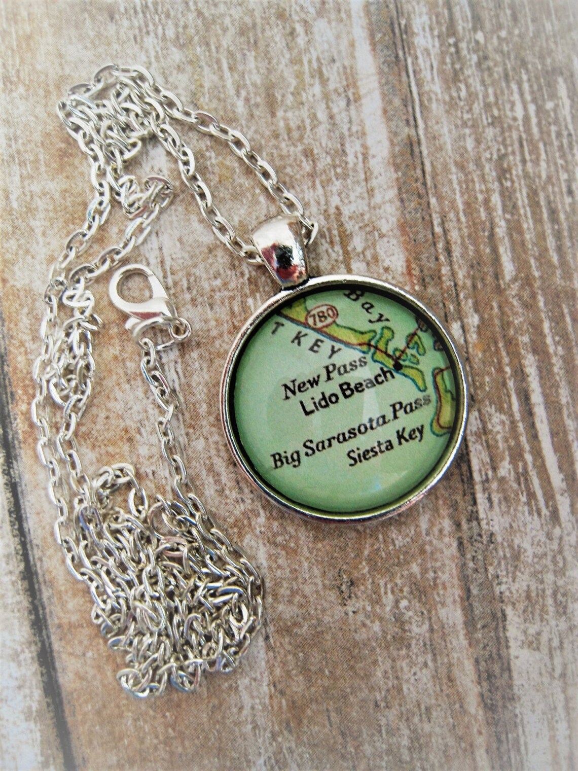 Custom Map Jewelry Lido Beach Siesta Key Sarasota Florida - Etsy