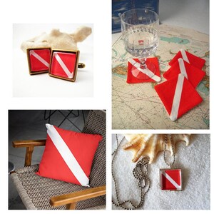 Dive Flag Pendant Necklace Silver Micro Chain Nautical Sailing Gift ...