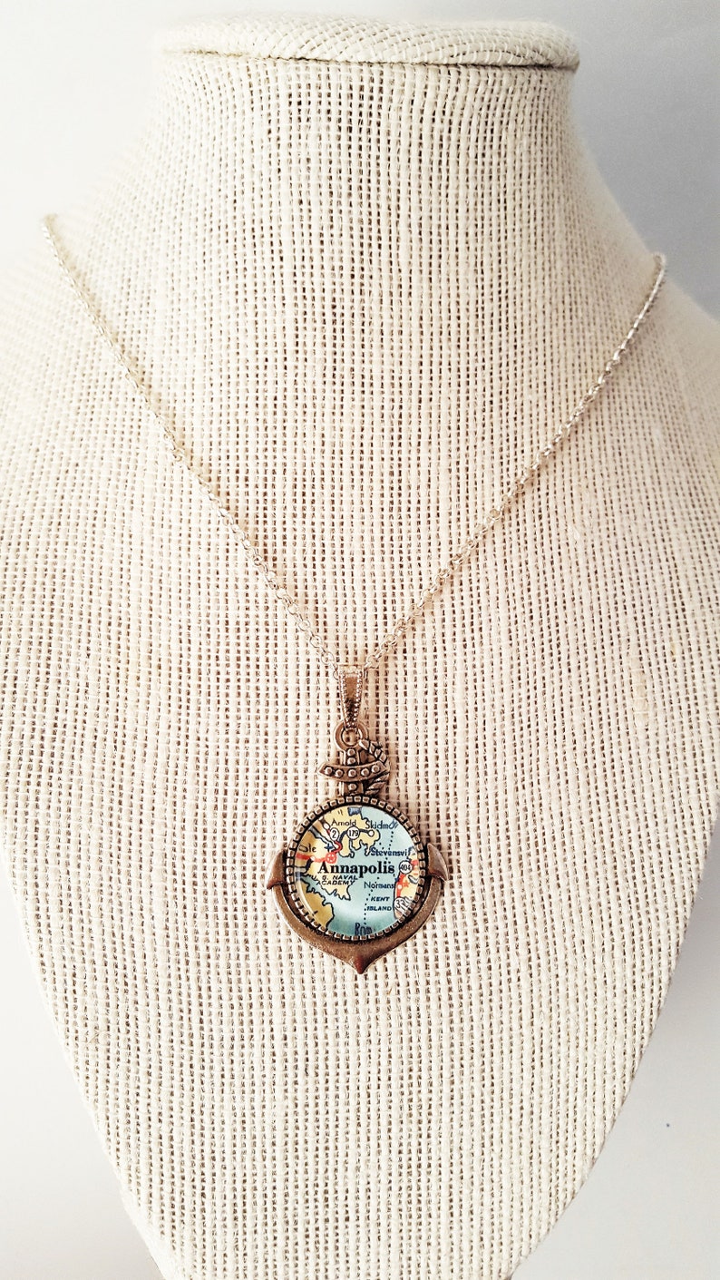 Custom Map Jewelry You Pick the Location Annapolis Maryland | Etsy
