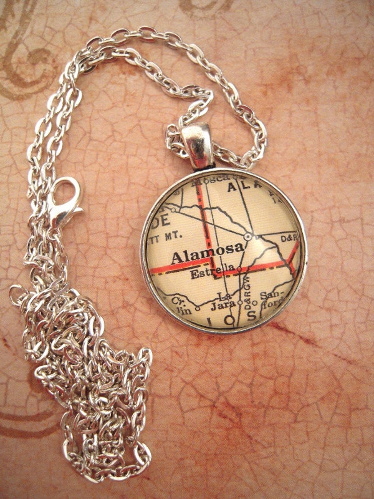Custom Map Jewelry Alamosa Colorado Vintage Map Pendant | Etsy