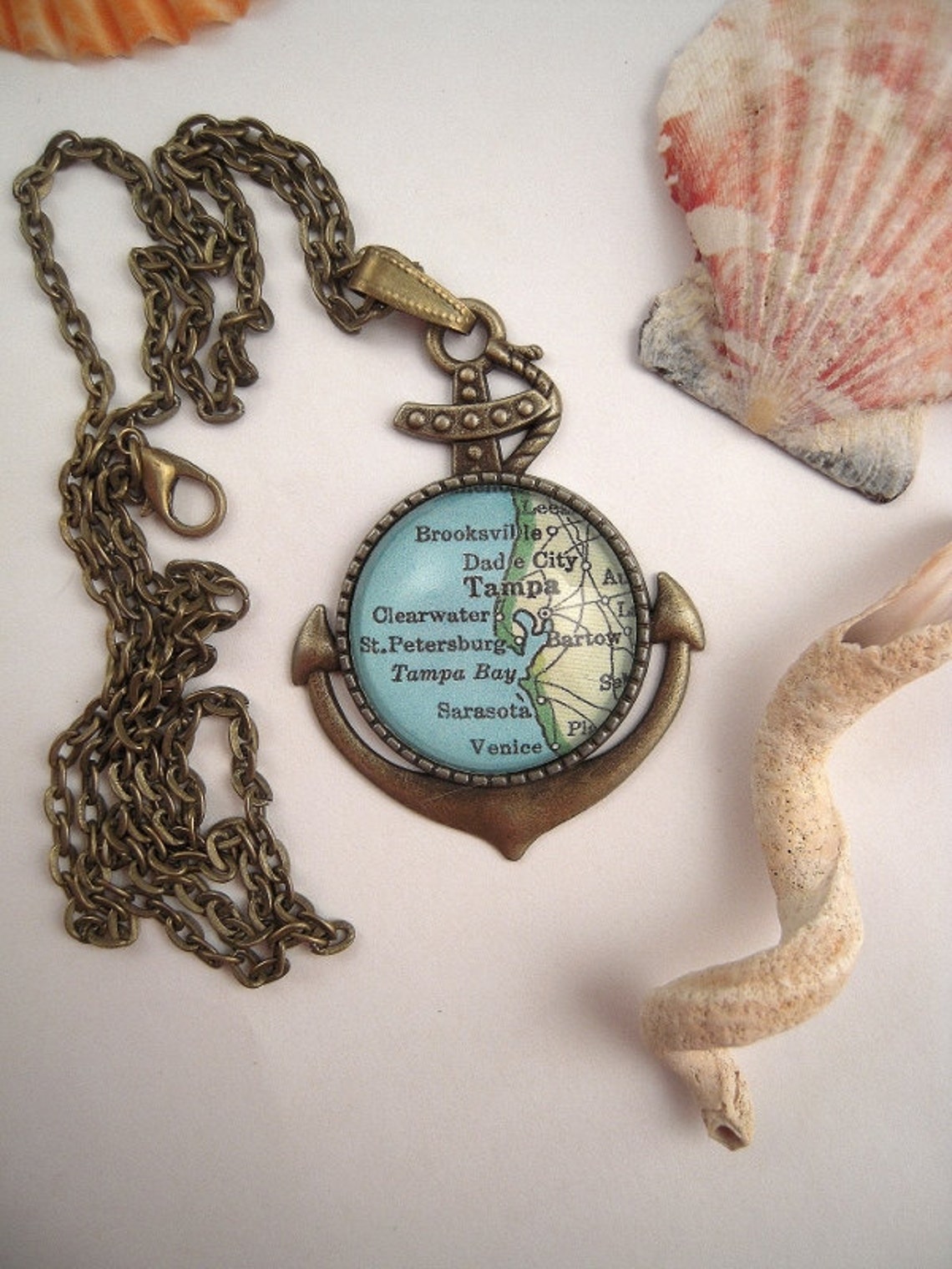 Custom Map Jewelry Tampa Clearwater Florida Vintage Map - Etsy
