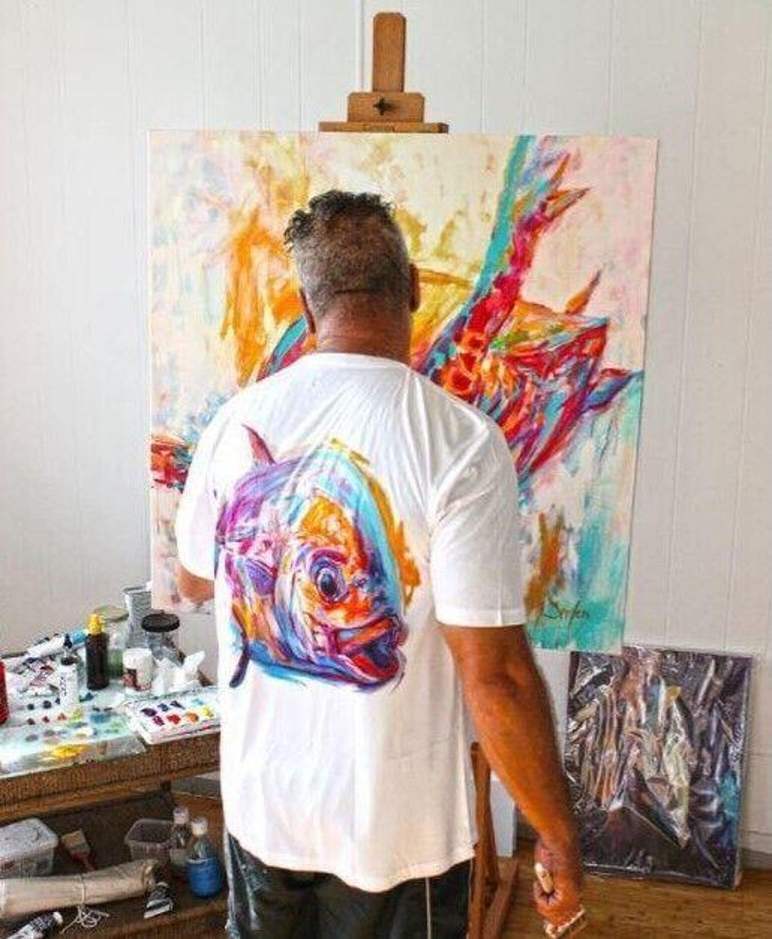 Savlen Contemporary Coastal Sea TURTLE Art XL OOAK Unique Signed ...