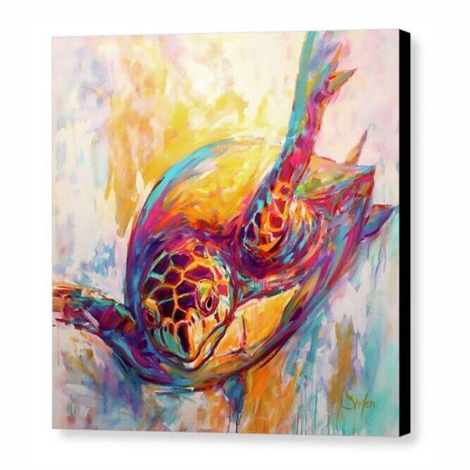 Savlen Contemporary Coastal Sea TURTLE Art XL OOAK Unique Signed ...