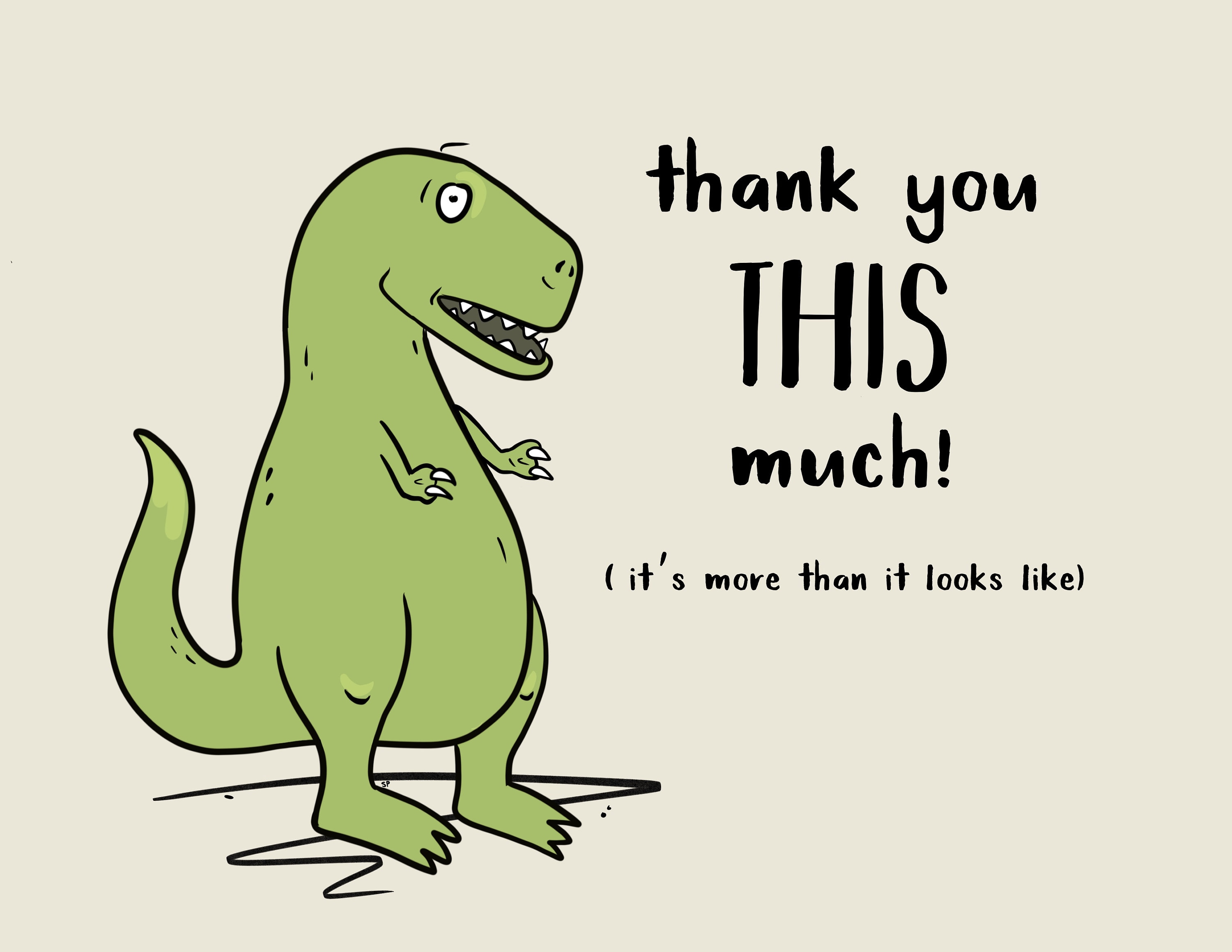 Trex Thank You Card Thank You Dinosaur Card Greeting Card | Etsy