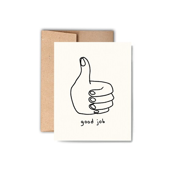 Thumbs up Card Good Job Job Well Done Congratulations Card | Etsy