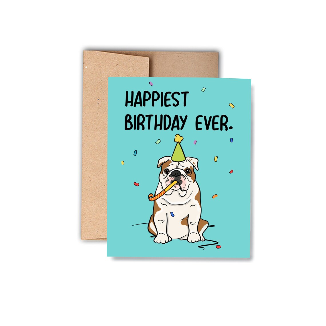 Happy Birthday Bulldog Card Happy Birthday Birthday Party - Etsy