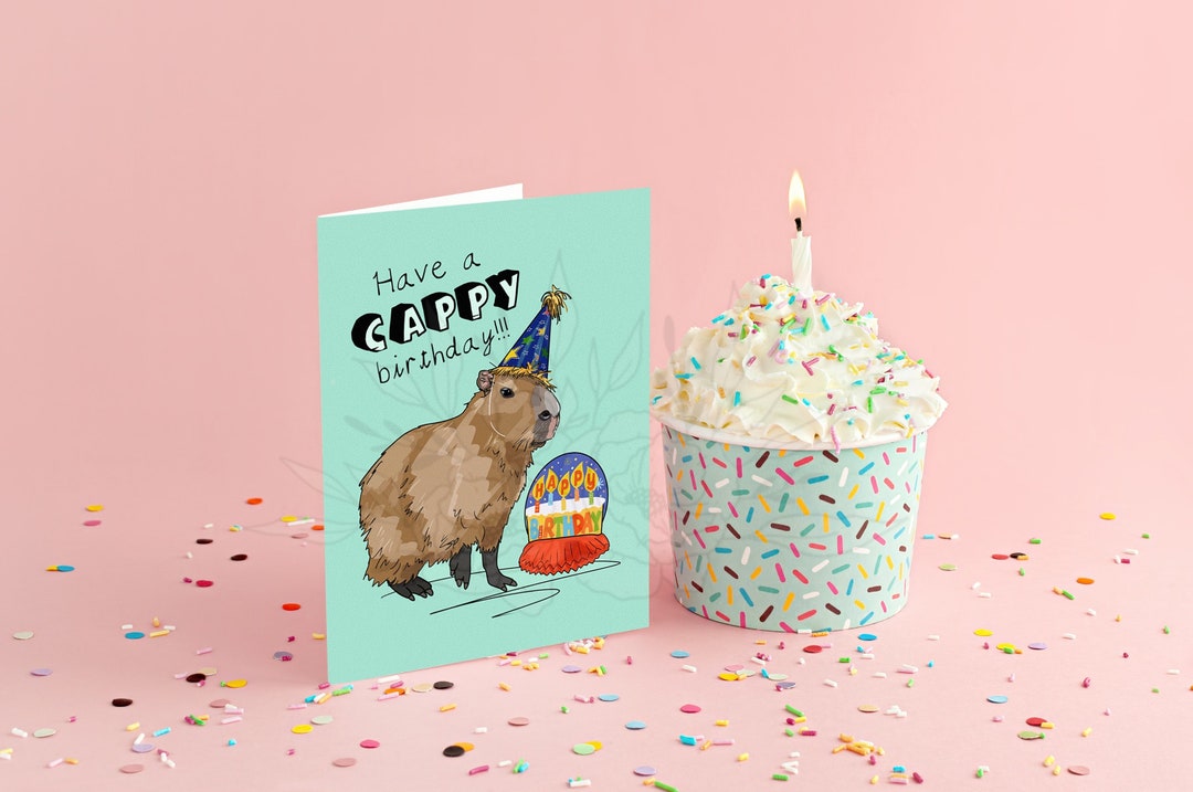Capybara Birthday Card, Happy Birthday Card, Cute Birthday Card ...