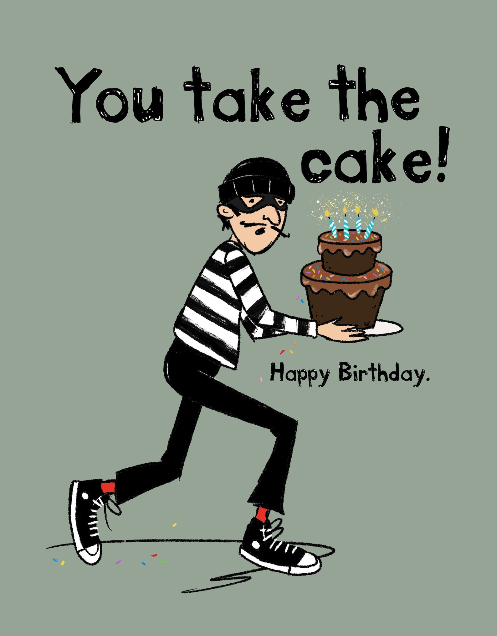Cake Thief Card Funny Birthday Card Happy Birthday Greeting | Etsy