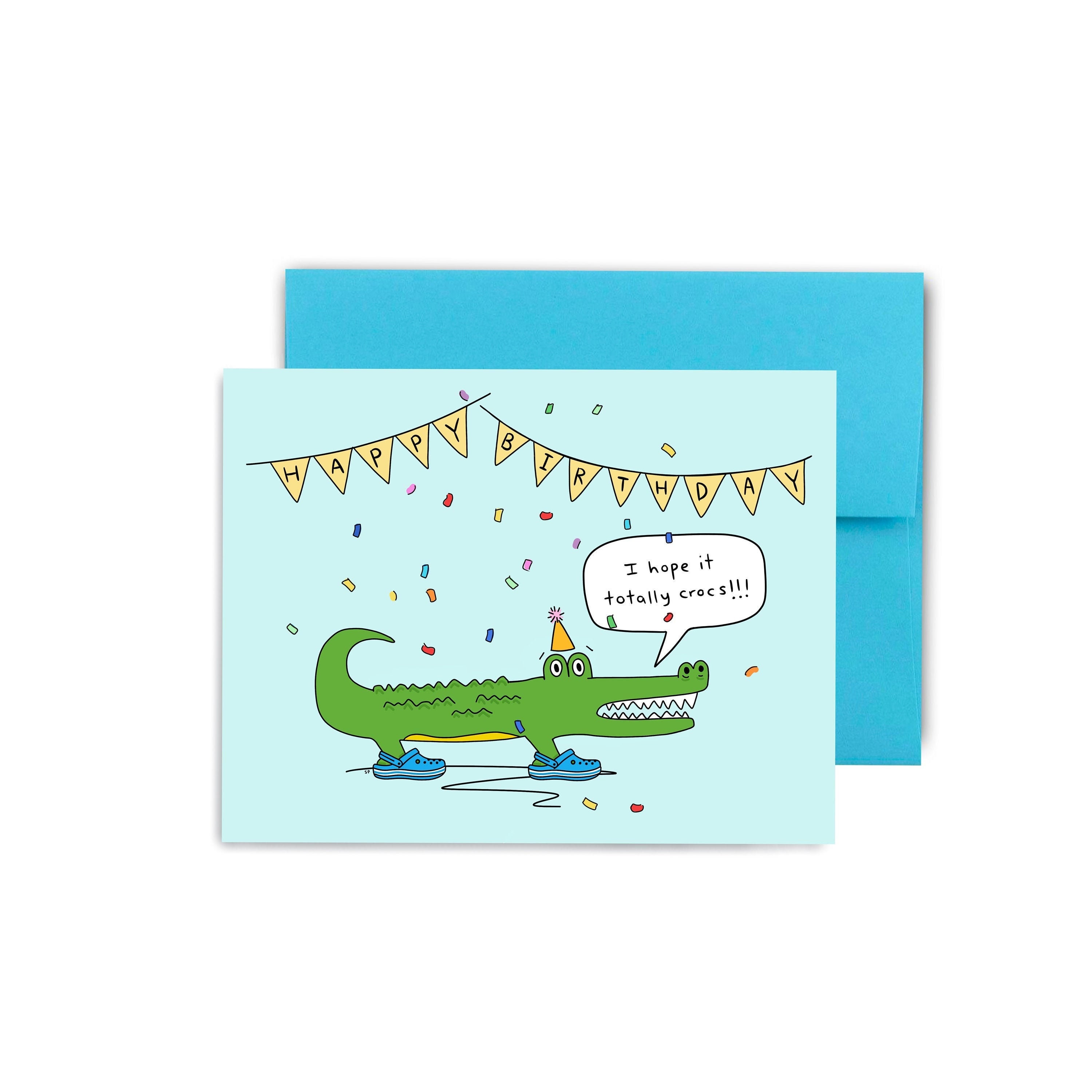 Croc Happy Birthday Card Funny Birthday Card Crocodile | Etsy