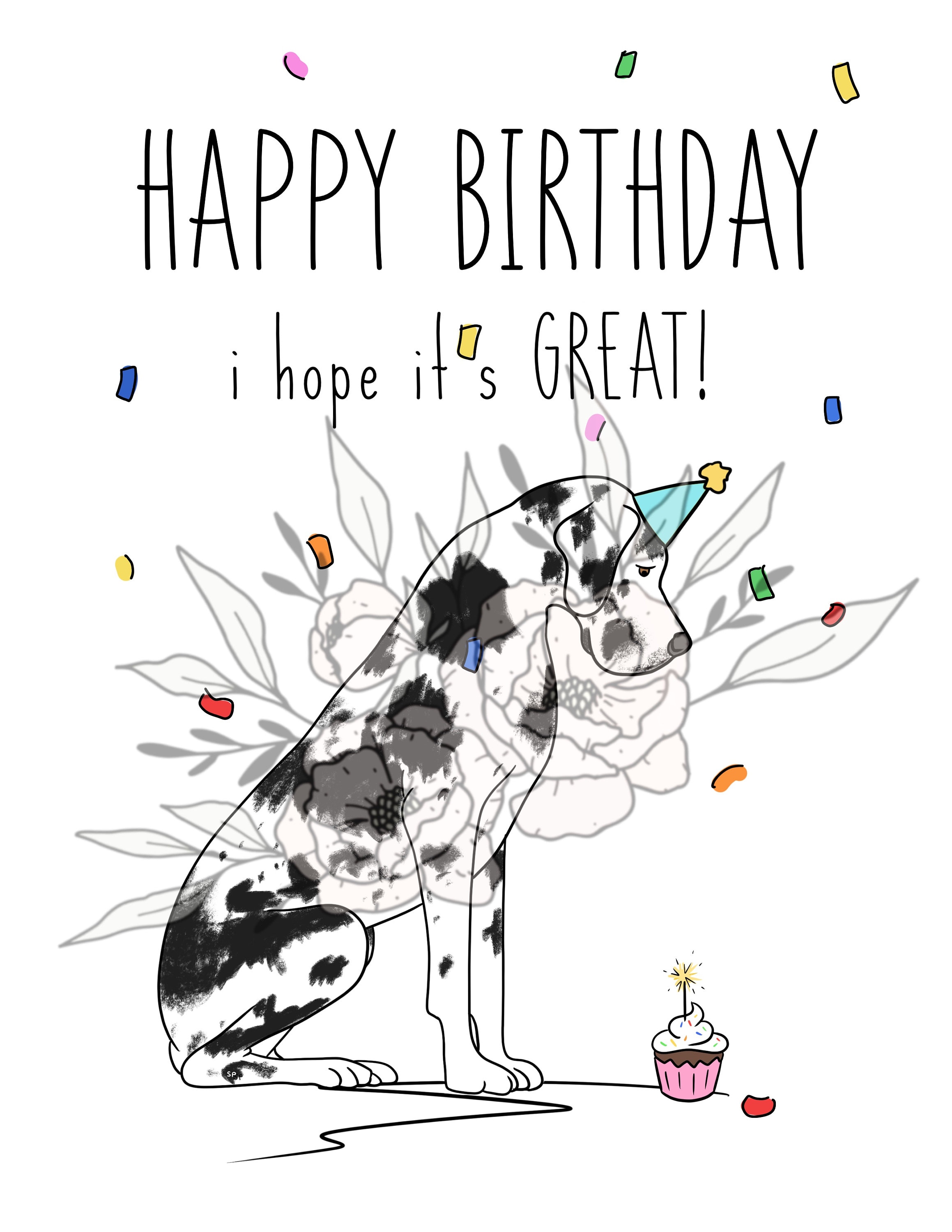 Great Dane Birthday Card Happy Birthday Great Birthday Dog - Etsy Israel