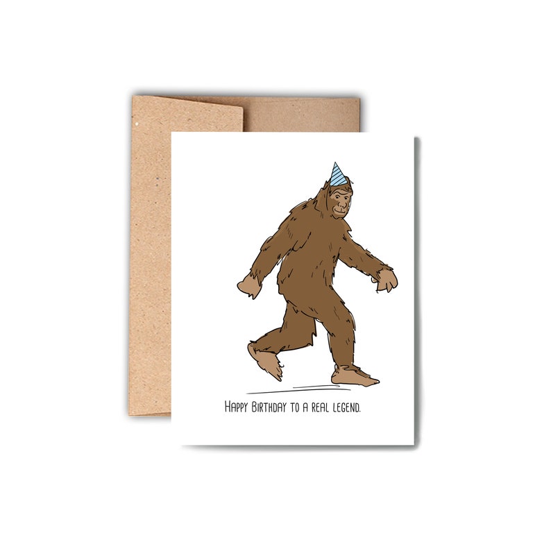 Sasquatch Happy Birthday Card Bigfoot Card Legendary | Etsy