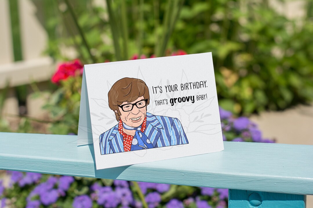 Groovy Austin Powers Inspired Birthday Card: Funny Greeting Card - Etsy