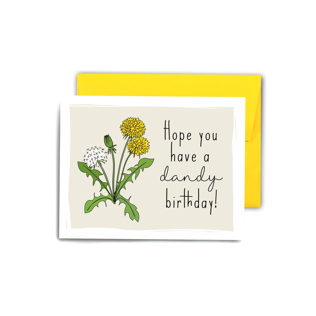 Dandy Birthday Card: Hand-drawn Dandelion Greeting, Weed Card, Floral ...