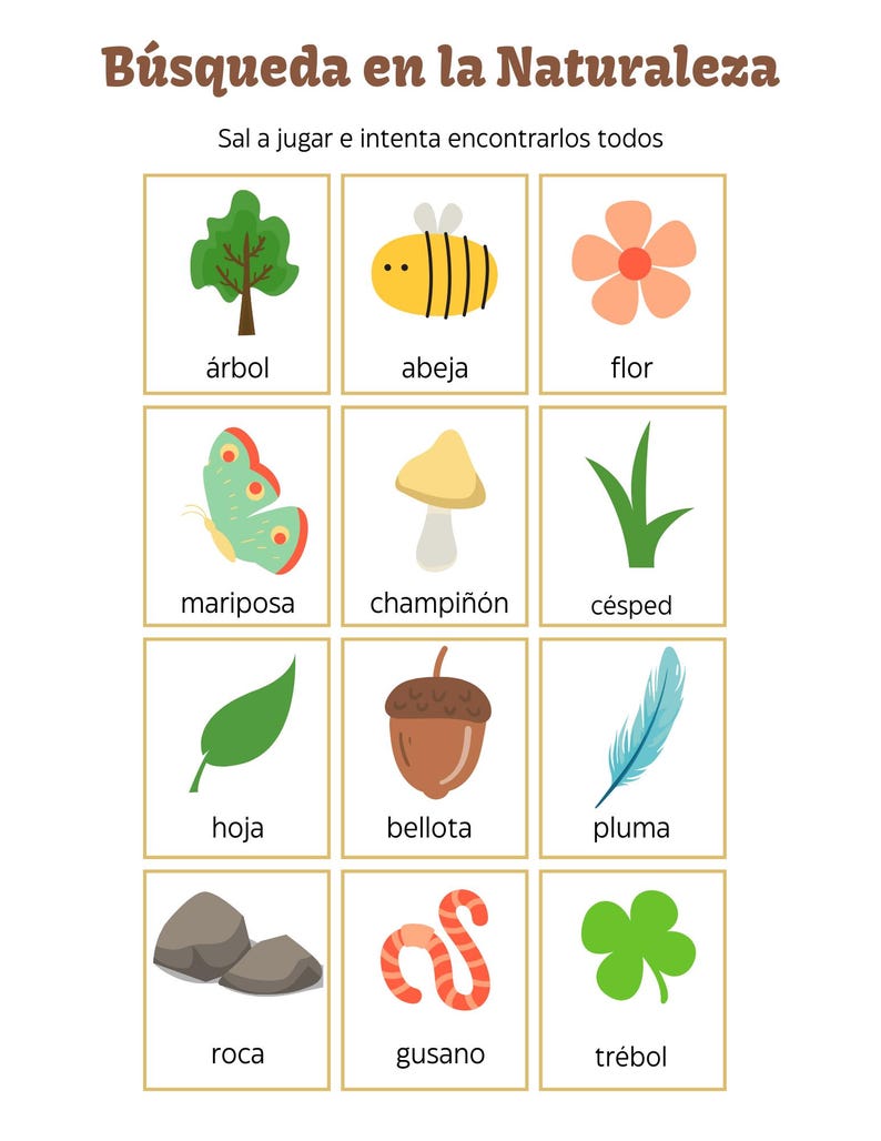 Scavenger Hunt in Spanish. Preschool Activities. - Etsy