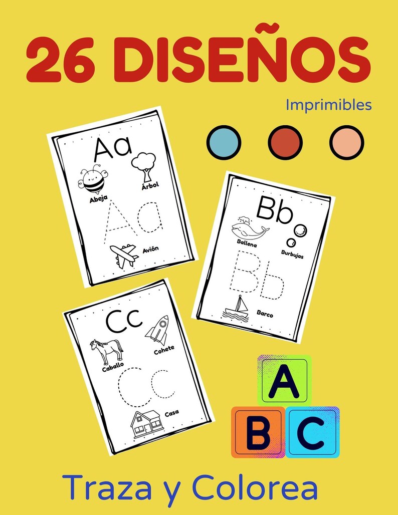 ABC in Spanish. Abecedario En Español. Traza Y Colorea. - Etsy