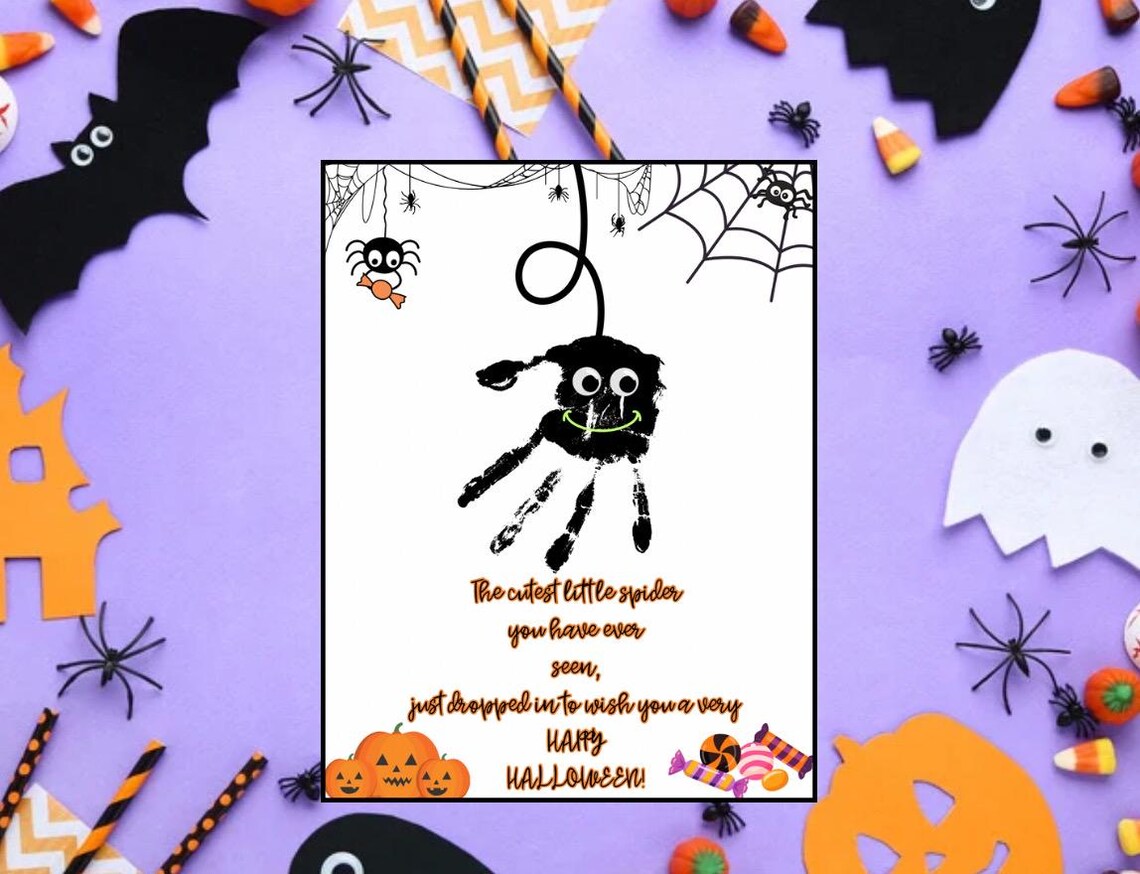 Halloween Handprint Craft Spider Printable – Kids’ Handprint Art ...
