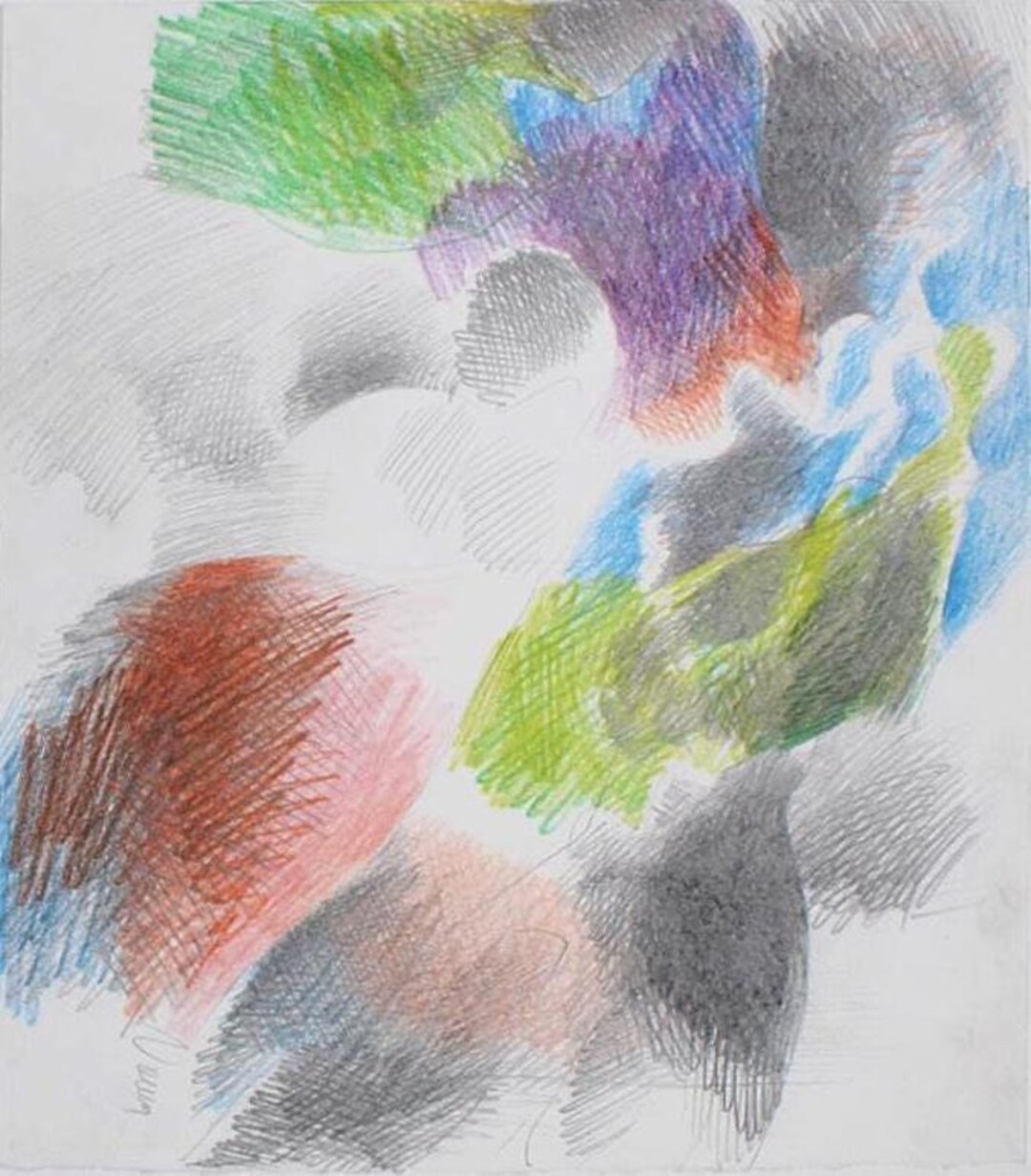 Original Pencil Abstract Cubist Drawing by Noreen Larinde Framed Signed ...