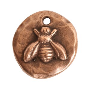 Nunn Design-pewter-18mm Round Organic Bee-small Charm-antique Copper ...