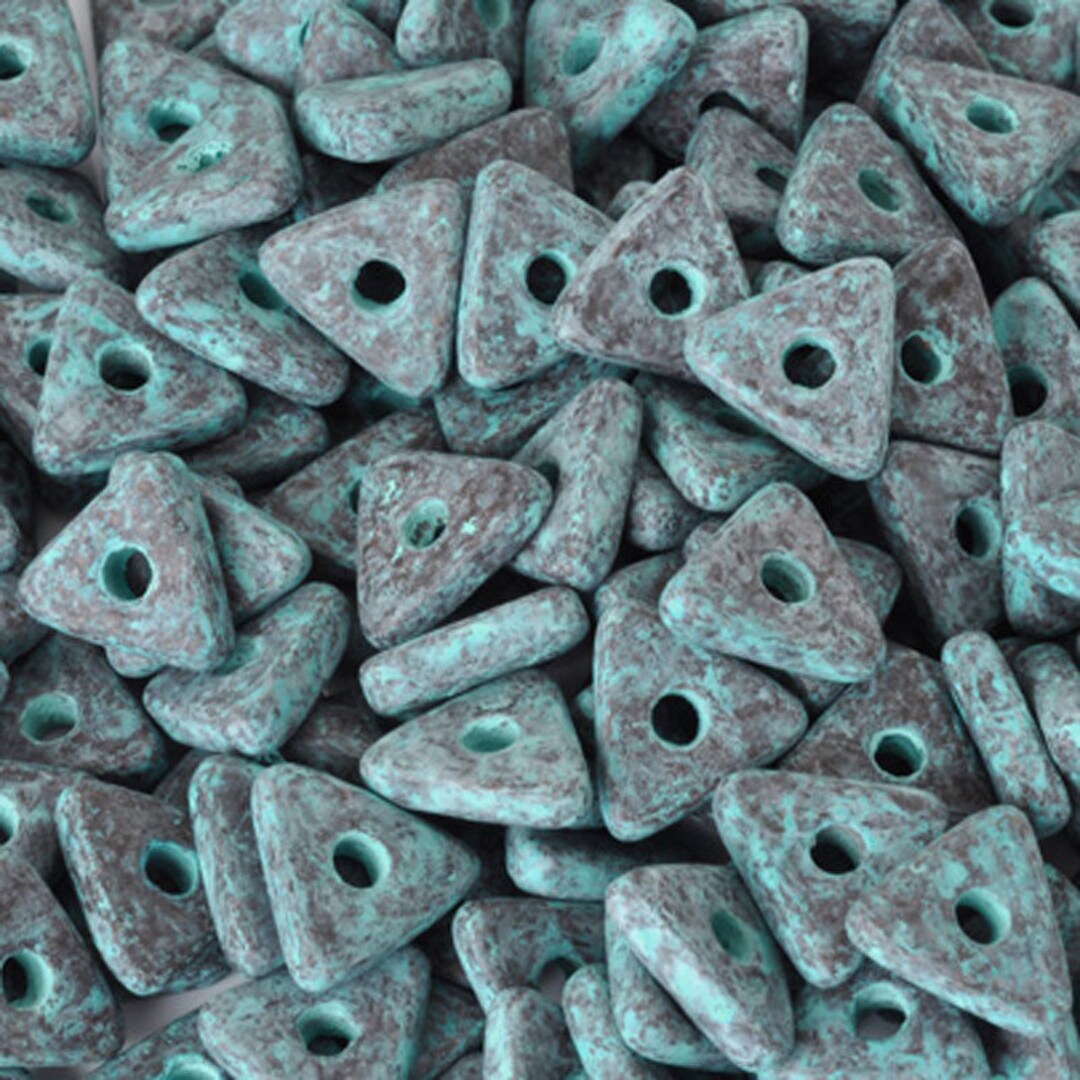 Ceramic Beads-10mm Triangle Disc-green Patina-quantity 10 - Etsy