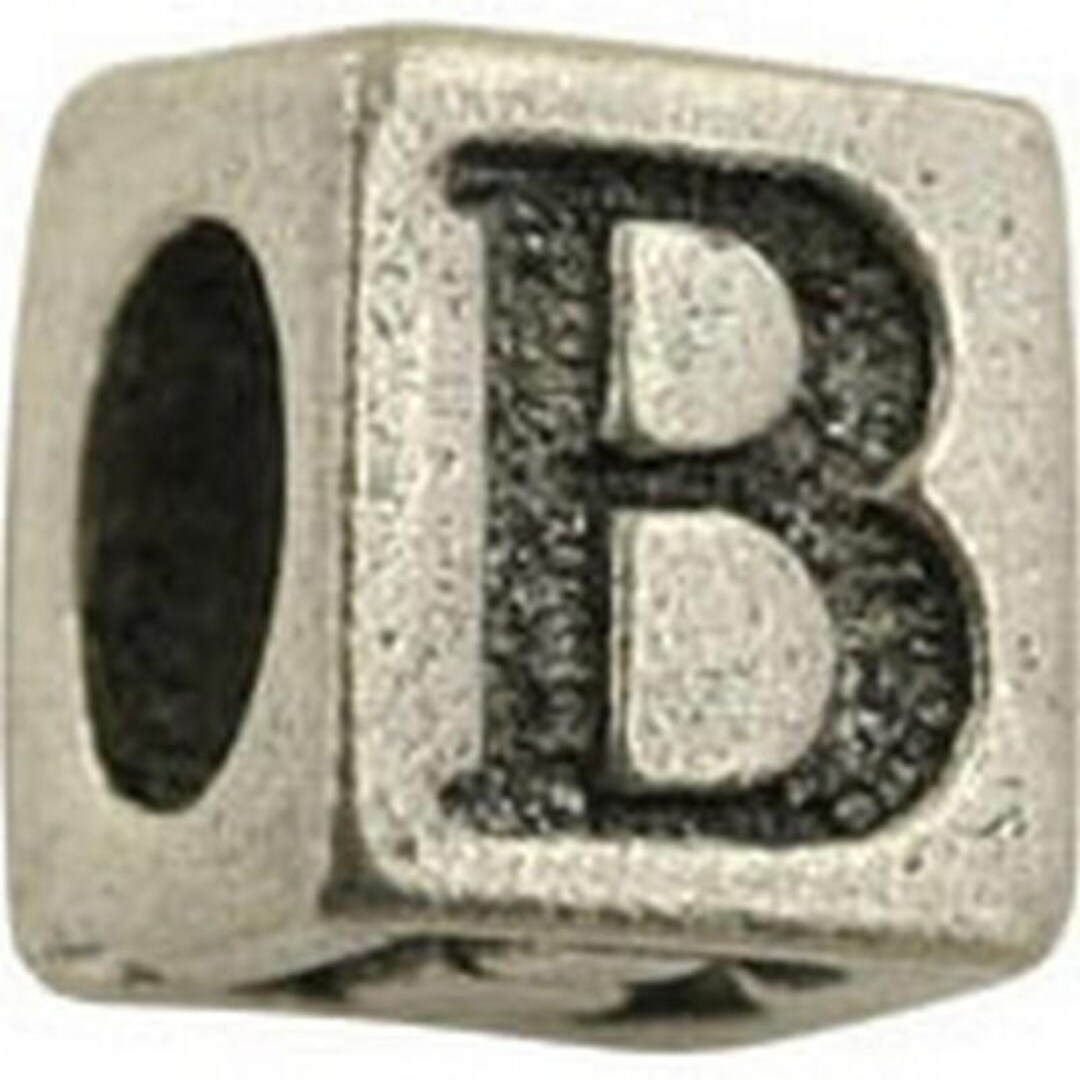 Pewter-5.5mm Block Letter B-bead-antique Silver-quantity 1 - Etsy