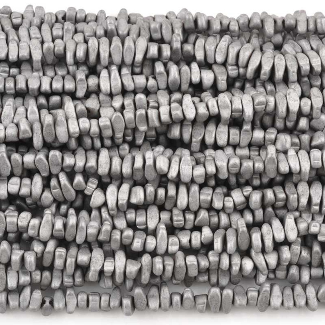 Gemstone Beads-3x5-10mm Titanium Hematite Chip-matte Silver-quantity 1 ...