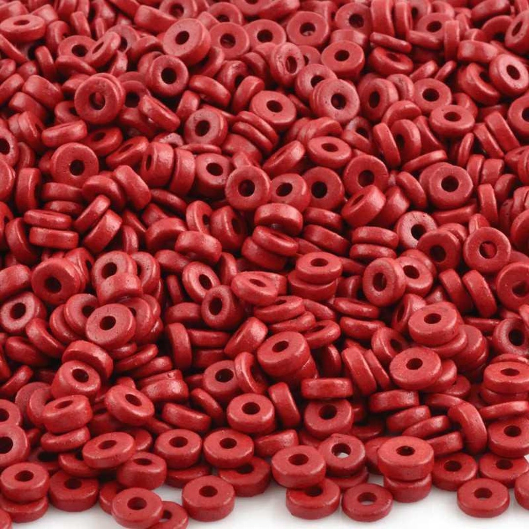 Ceramic Beads-6mm Round Disc-red-quantity 50 - Etsy