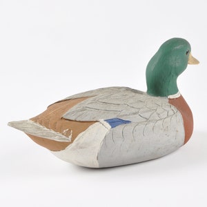 Vintage Hand Carved Mallard Wooden Duck Original Paint-rustic Hunting ...