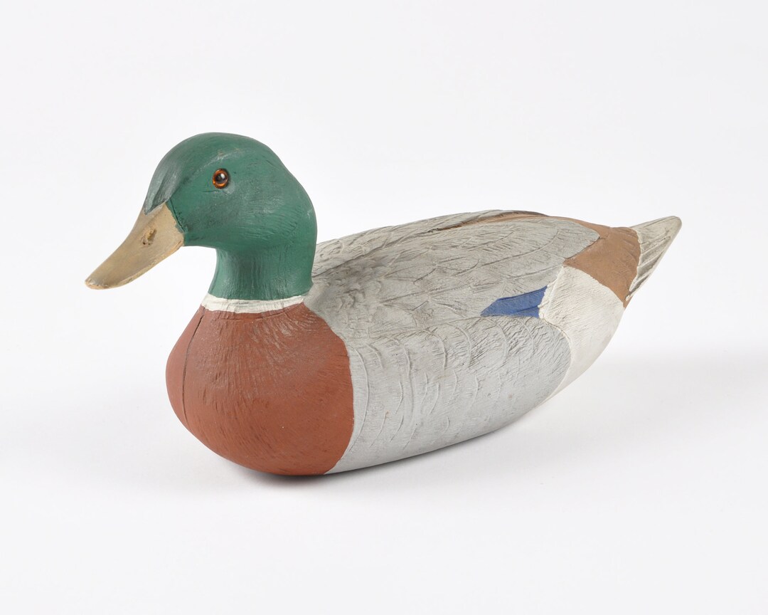 Vintage Hand Carved Mallard Wooden Duck Original Paint-rustic Hunting ...