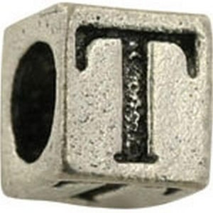 Pewter-5.5mm Block Letter-t-bead-antique Silver-quantity 1 - Etsy