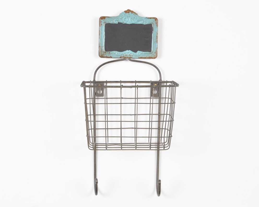 Vintage Wall Mail Wire Pocket Basket With Ornate Metal Frame-shabby ...