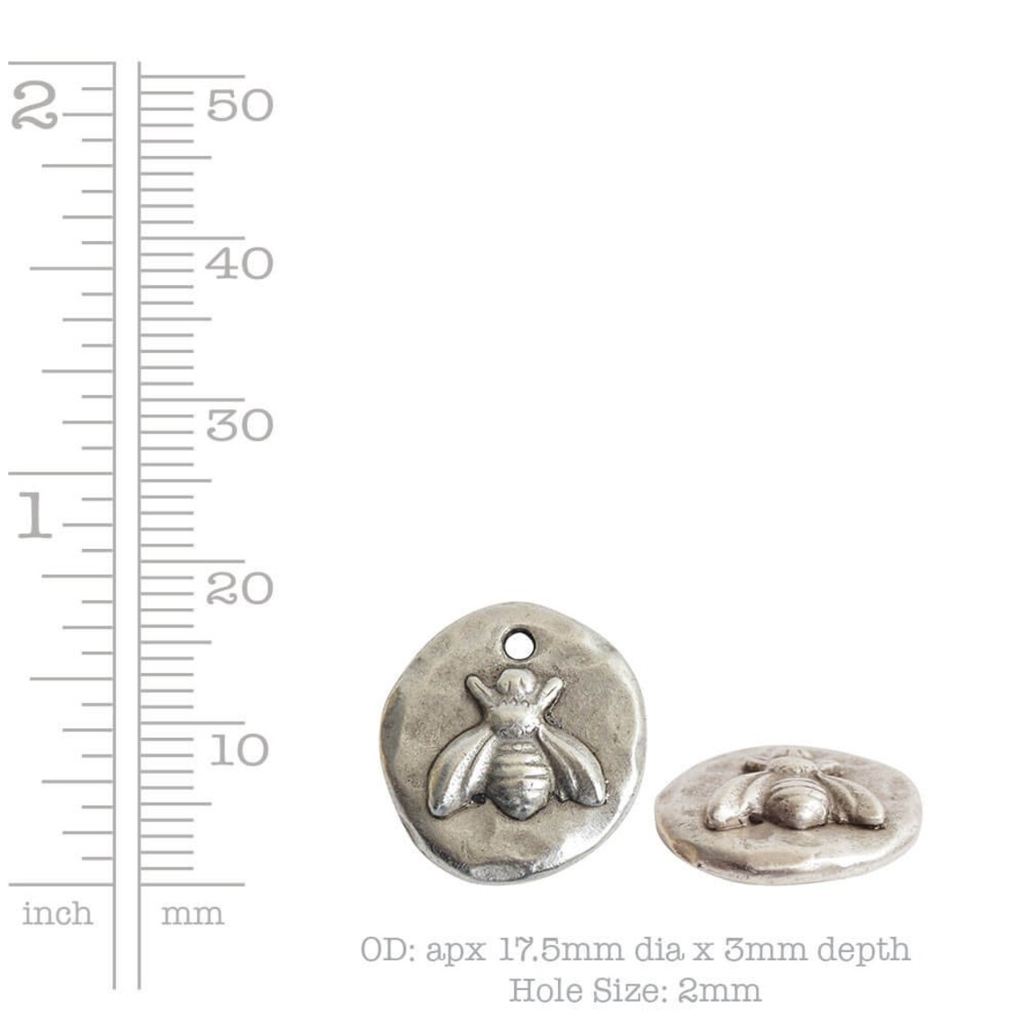 Nunn Design-pewter-18mm Round Organic Bee-small Charm-antique Copper ...
