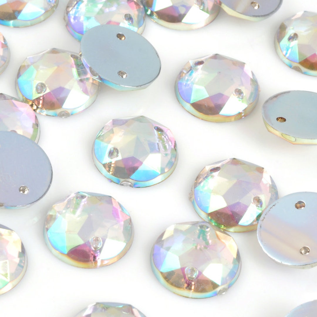 Crystal Beads-12mm Round Flat Back-faceted-sew on Focal-crystal Ab ...