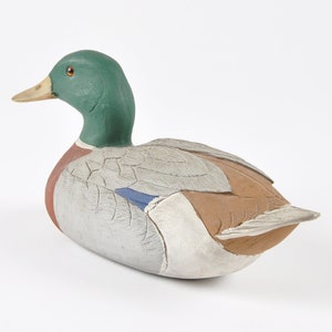 Vintage Hand Carved Mallard Wooden Duck Original Paint-rustic Hunting ...