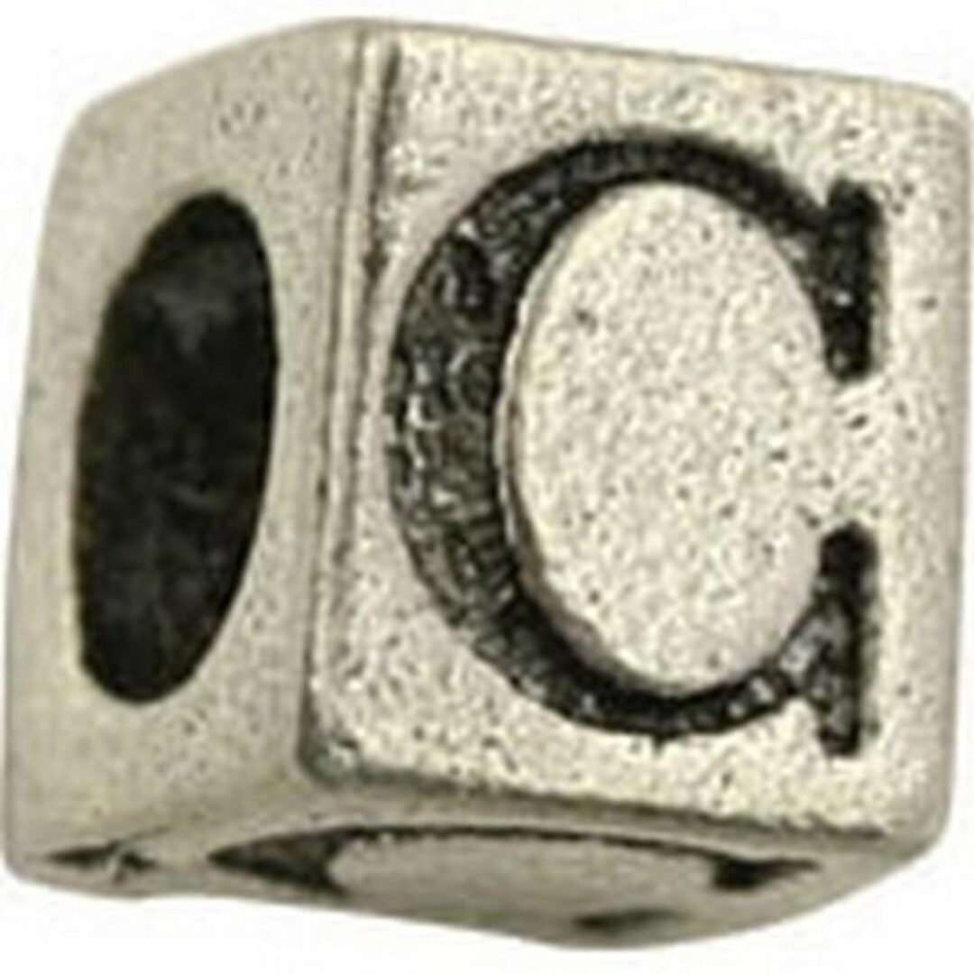 Pewter-5.5mm Block Letter C-bead-antique Silver-quantity 1 - Etsy