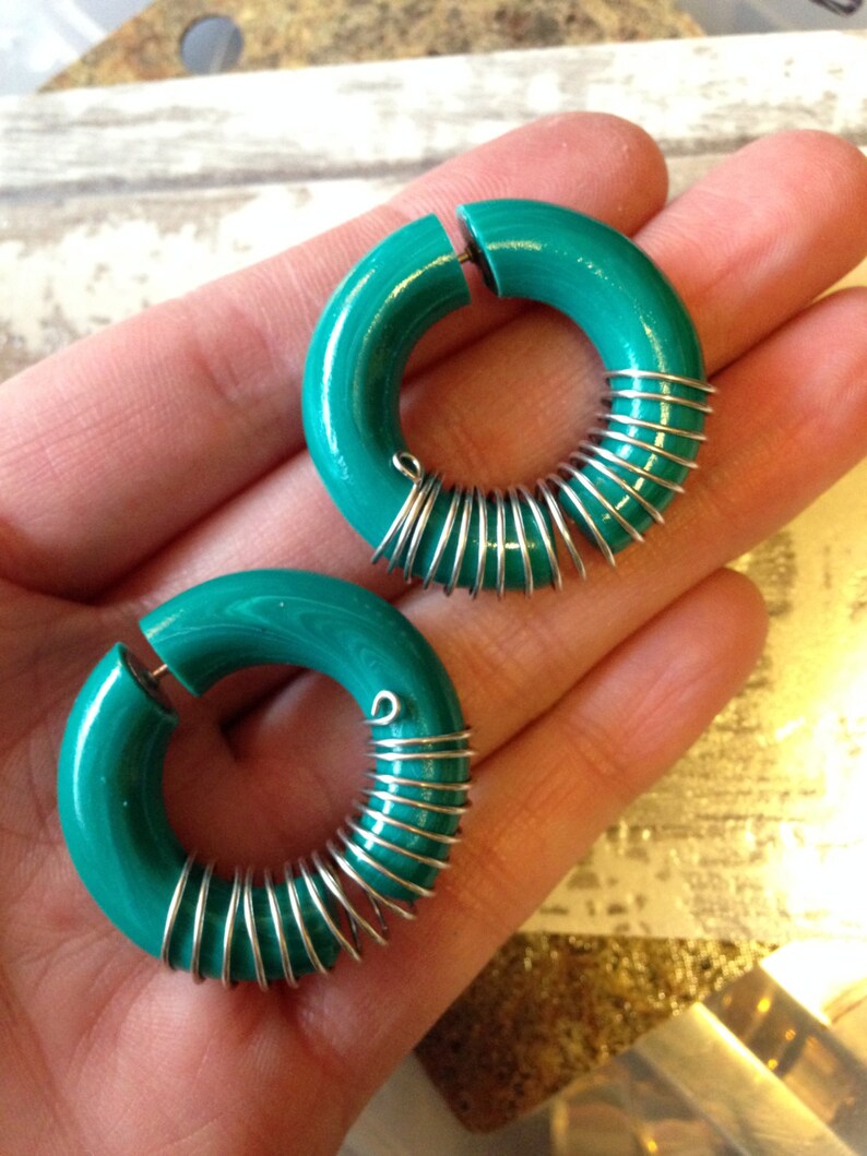 Itty Bitty Coil Closure Hoops Earrings for Stretched Lobes | Etsy