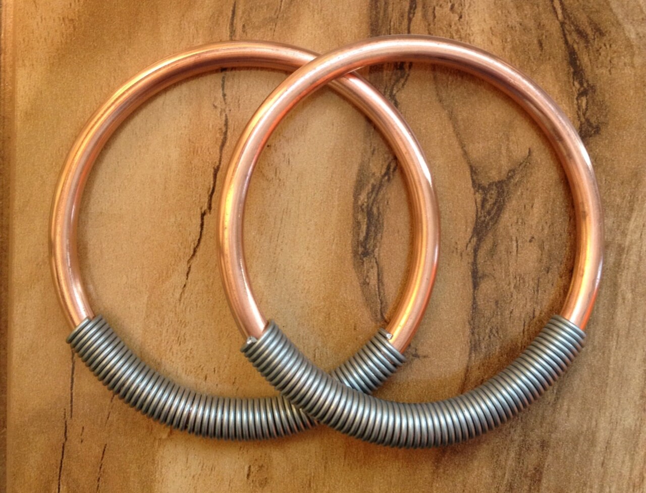 6g Solid Copper Hoops with Steel Coil Closure Earrings for | Etsy