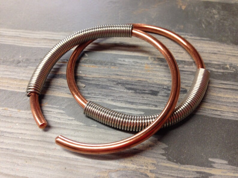 Coil Closure Copper Hoops 8g Earrings for Stretched Lobes | Etsy