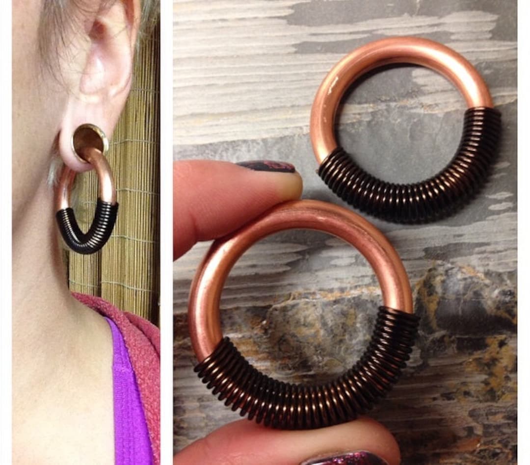 Coil Closure Copper Hoops 1.5 Diameter Earrings for - Etsy