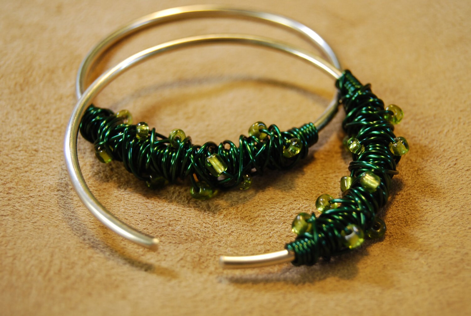 Chaotic Coil Closure Hoops With Beads Earrings for Stretched | Etsy