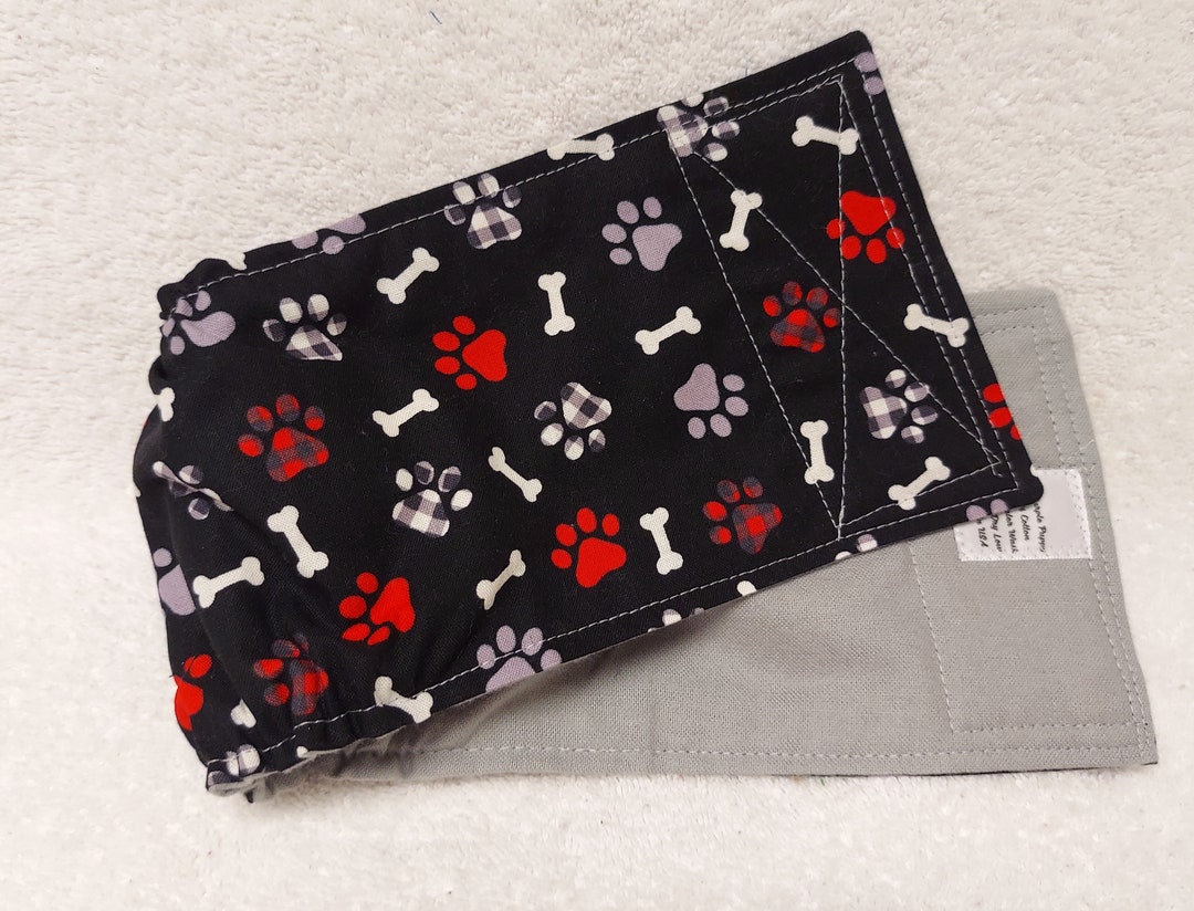 Male Dog Belly Band Pet Wrap Diaper Puppy Training Pants Plaid Paw ...
