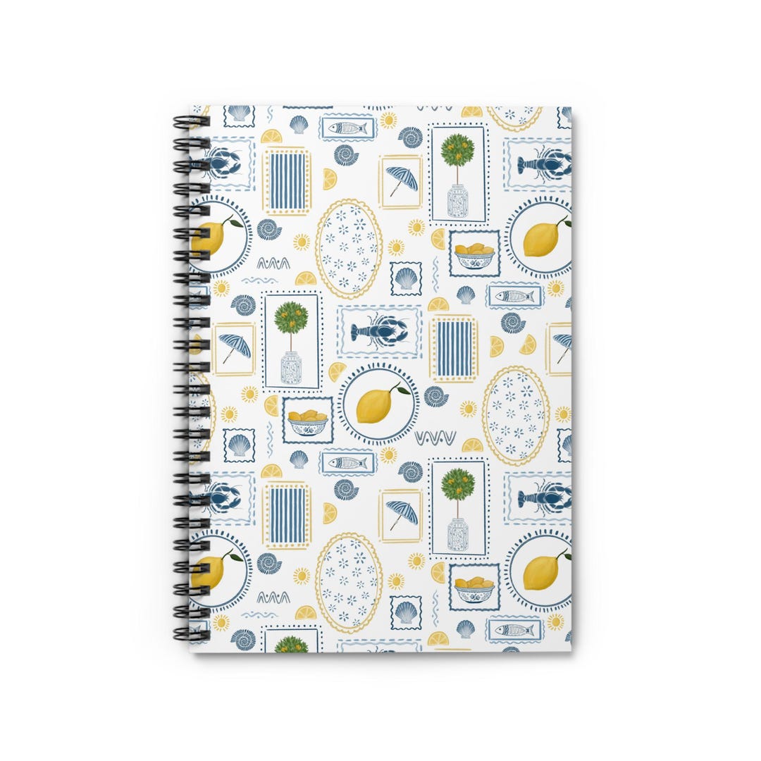 Spiral Notebook - Amalfi Inspired Hand Painted Print, Ruled Line ...